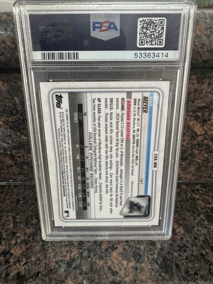 2020 Bowman Draft 1st Edition Chrome Auto Max Meyer Superfractor #1/1 ...