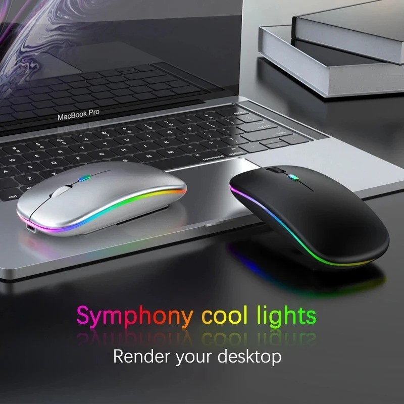 2.4GHz Wireless Optical Mouse USB Rechargeable RGB Cordless Mice For PC ...