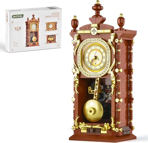 Retro Clock Building Set for Adults,Vintage Pendulum Clock Model with ...