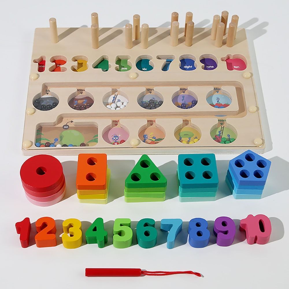 Wooden Magnetic Maze Magnetic Number Matching High-quality Stacking ...