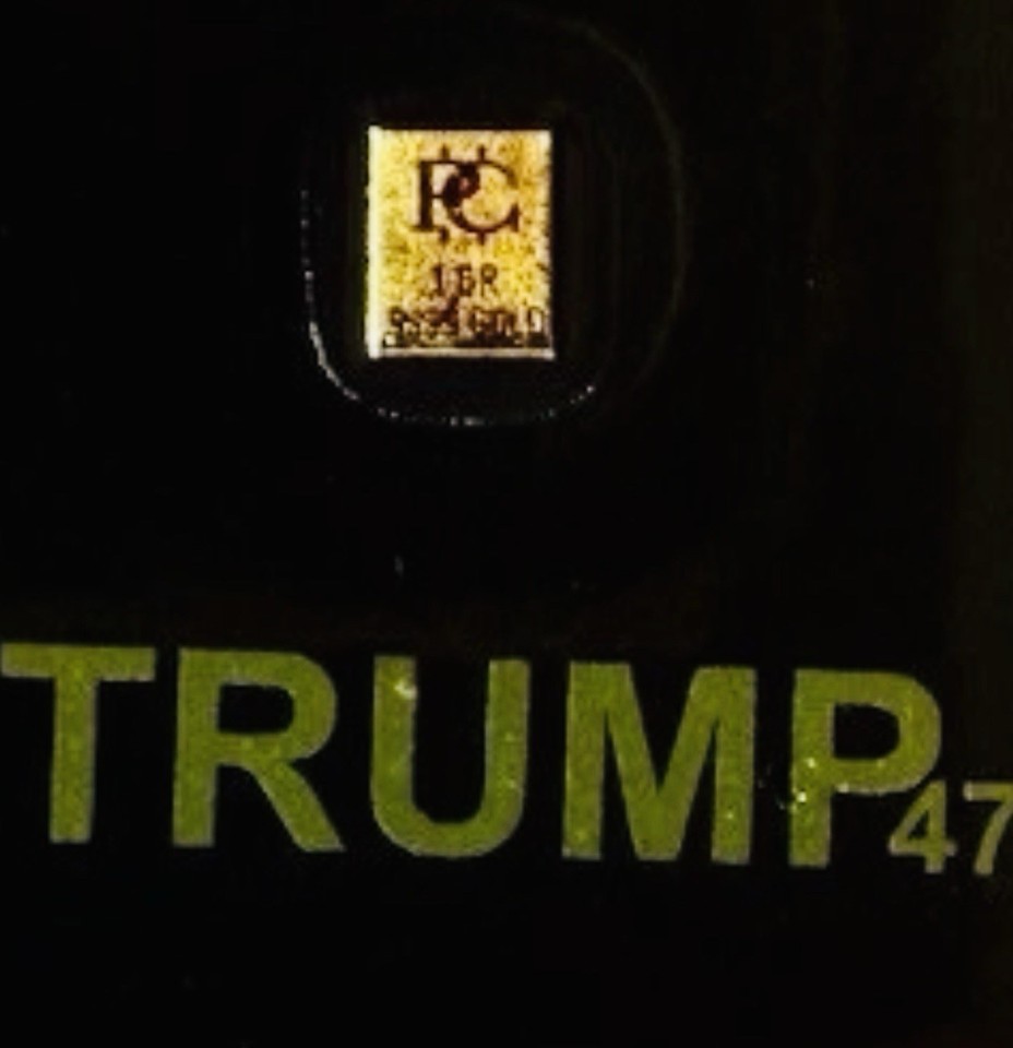 1 GR .999 Fine Gold Hand Poured Bar Embedded Trump 47 Au Display ...