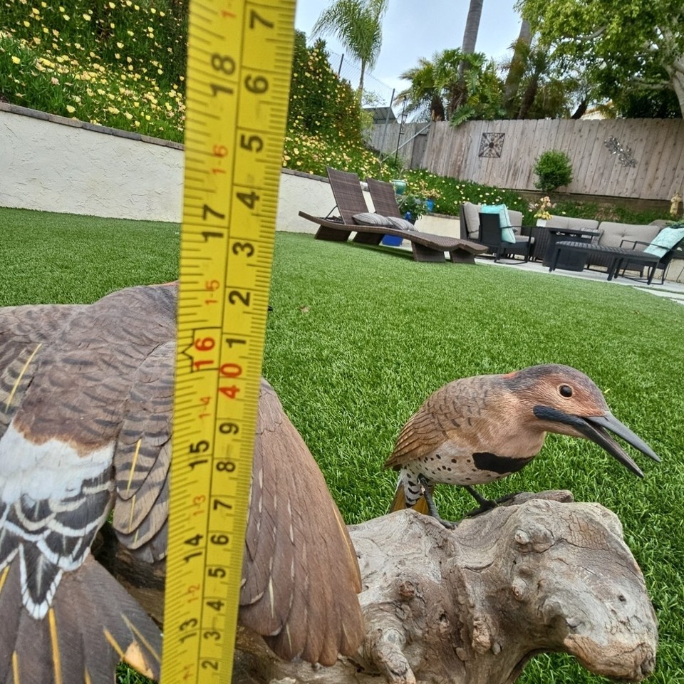 VTG Hand Carved WOOD 2 Northern Flicker Birds On Driftwood Mount ...