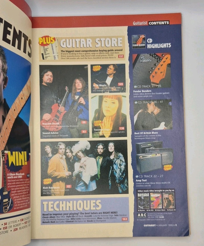 Guitarist Magazine Issue 177 January 1999 Jonny Lang Al Di Meola Black ...