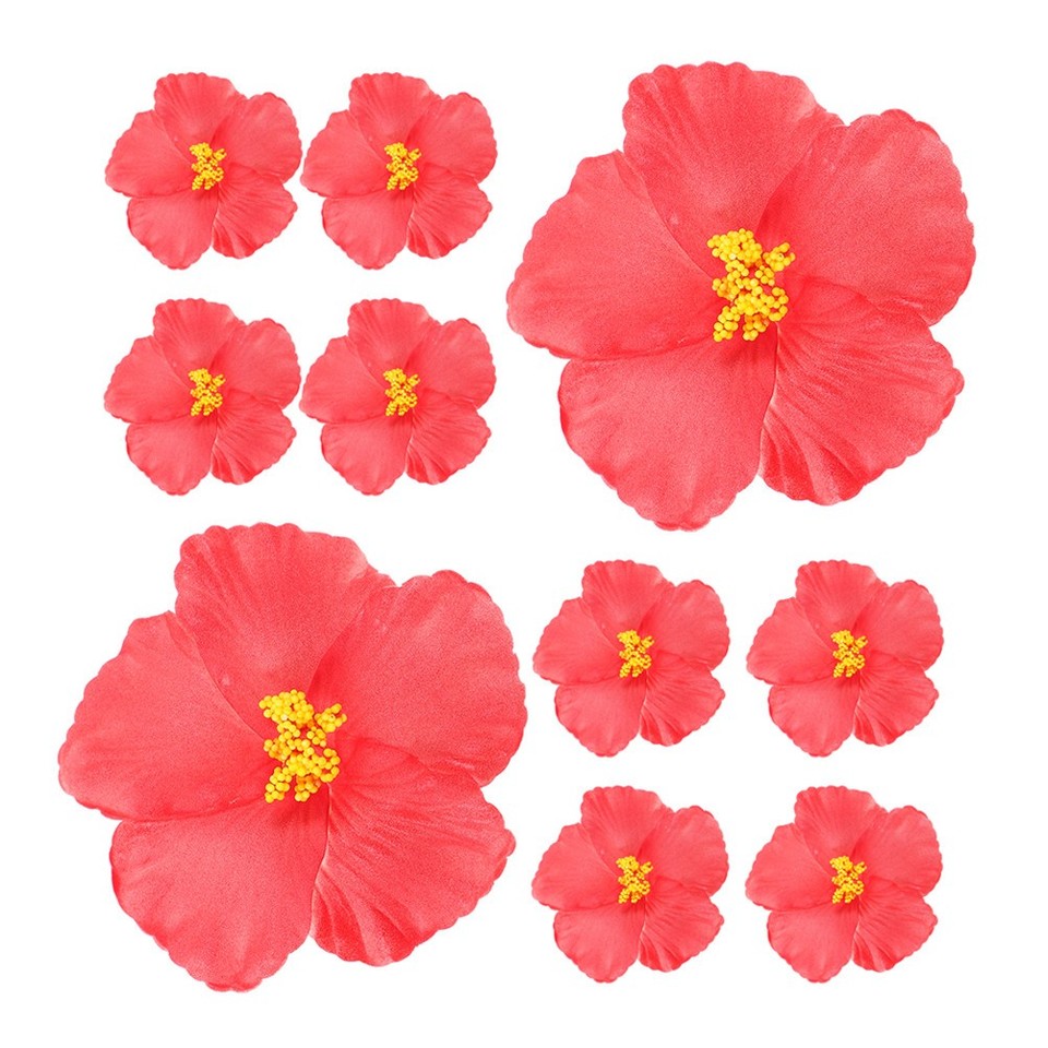 15 Pcs Hawaiian Flowers for Hair Colorful Fake Artificial Hibiscus Faux ...