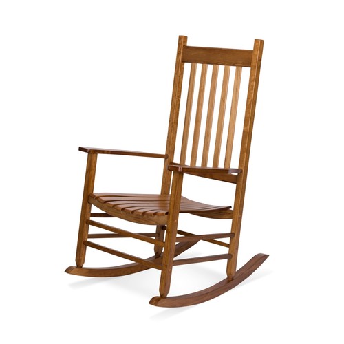 Vermont Porch Rocker, High Back Wooden Rocking Chair, Light Oak ...