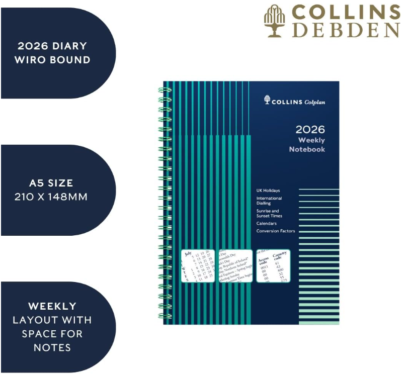 Collins - Colplan 2026 12 Month Calendar Year Planner Week-To-View with ...