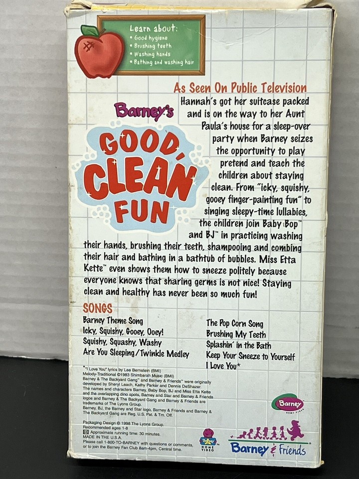 Barney & Friends Good Clean Fun! VHS Video Tape VTG VCR Sing Along ...
