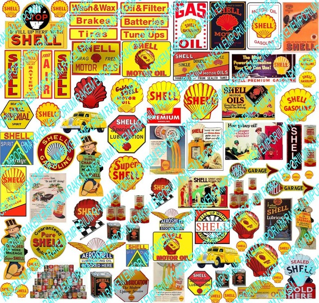 Shell Garage Vintage Style Signs Model Railway Details HO Scale 1 87 ...