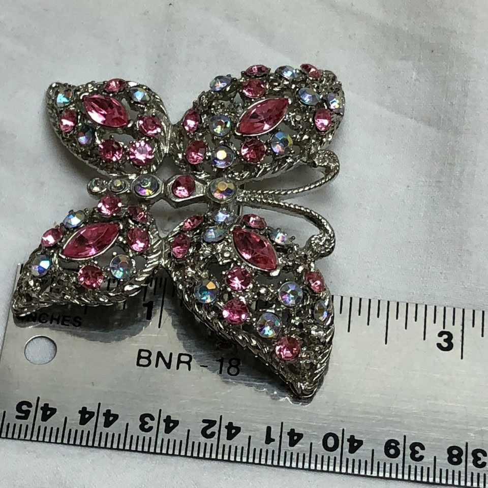 Large Butterfly Pin Brooch Rhinestones Colorful | eBay