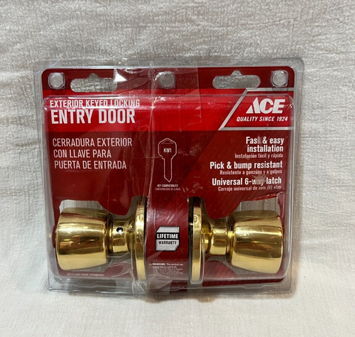 ACE Exterior Keyed Locking Entry Door Knob Bright Brass extra layer of ...