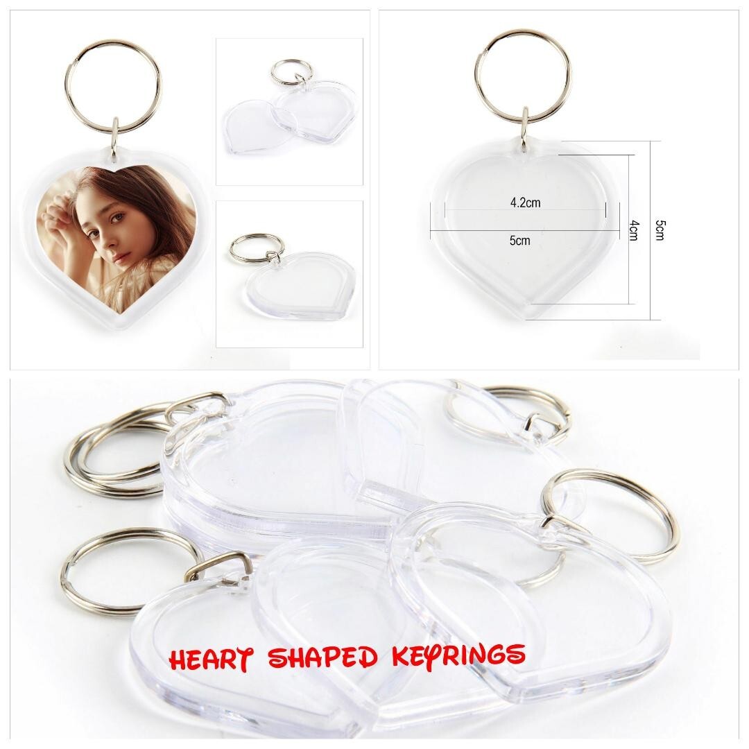 100 PCS CLEAR ACRYLIC PHOTO FRAME KEYRINGS BLANK TRANSPARENT KEYRINGS ...