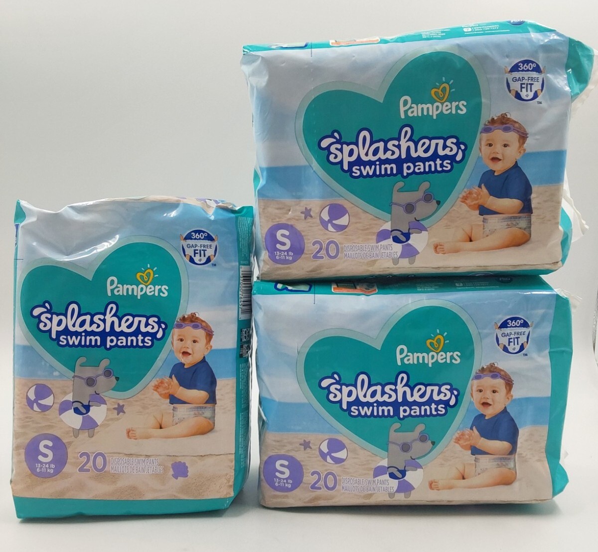Pampers Splashers Swim Pant Sz S 13-24Lbs 3Packs-20 Each 60 Total Pool ...