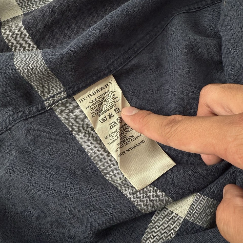 Burberry Brit Mens Nova Check Long Sleeve Tartan Button Up Shirt Blue ...