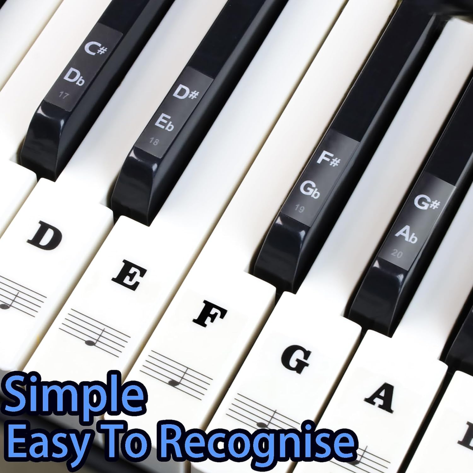 Piano Keyboard Stickers with Piano Chord Chart,For 88/61/54/49 Key,Note ...