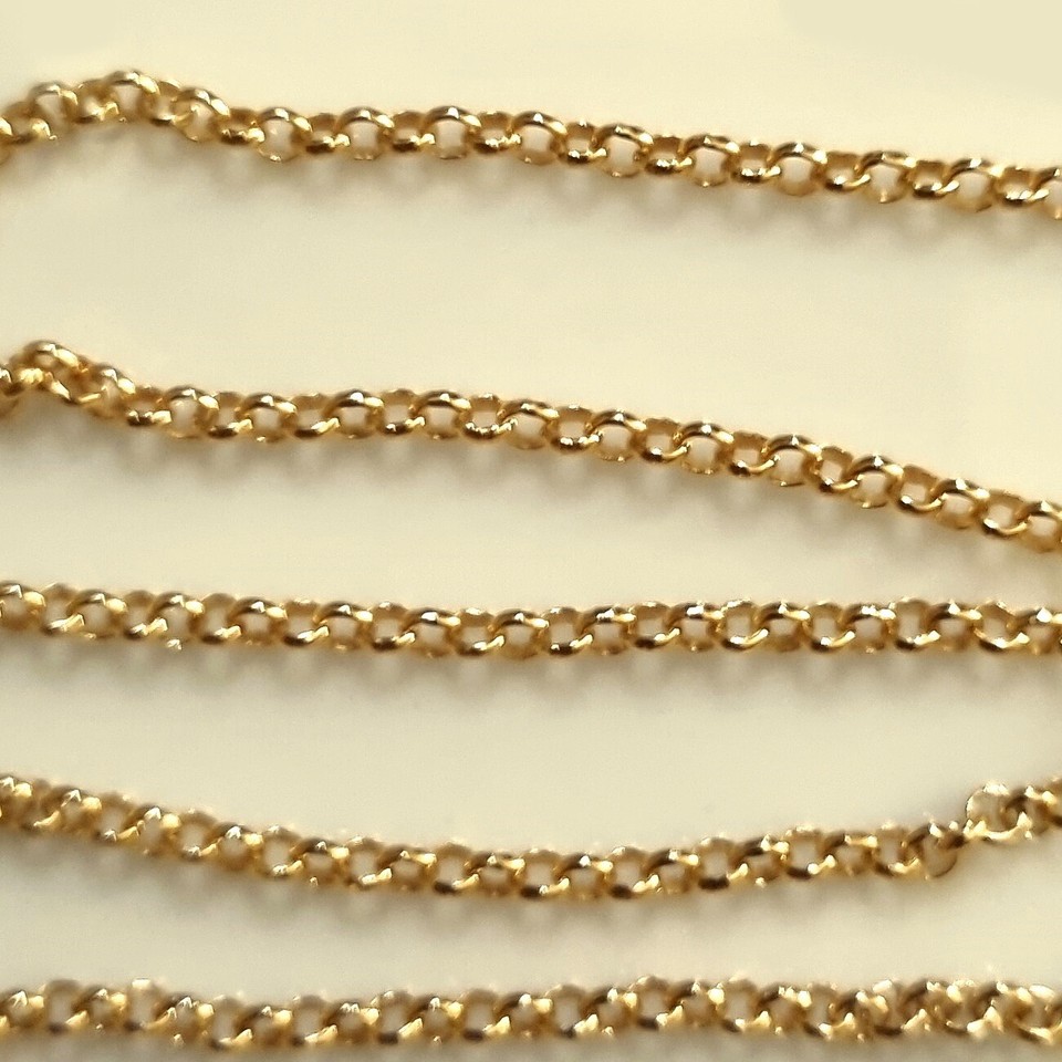 9ct solid Gold round rolo Belcher chain 1.95mm 40cm 45cm 50cm 55cm 60cm ...