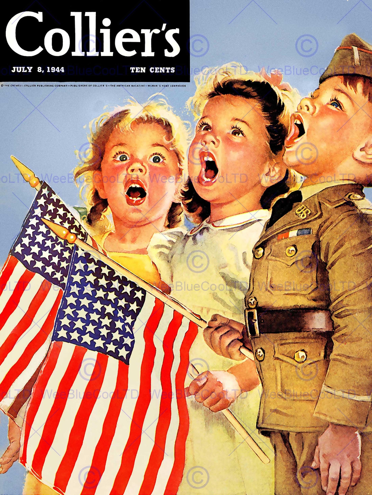 ADVERT MAGAZINE COVER COLLIERS WAR FLAG CHILDREN SING ART PRINT POSTER ...
