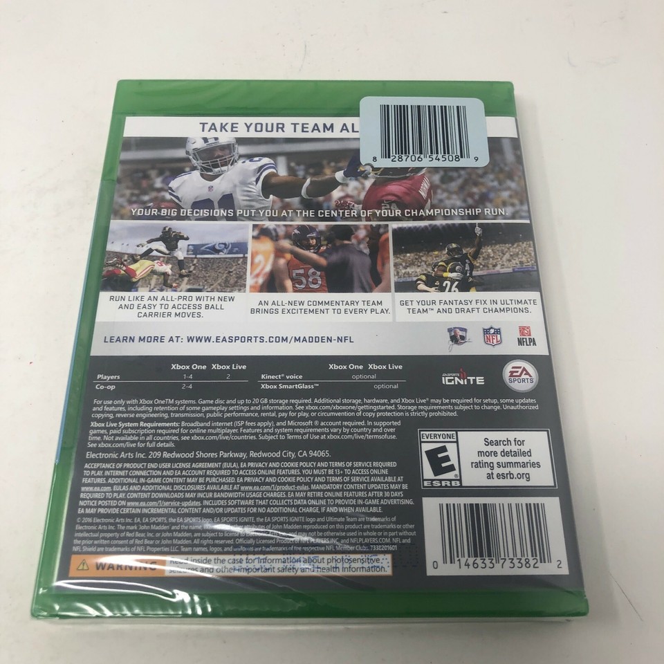 XBOX One Madden NFL 17 2016 Football Video Game Sports Sealed ...