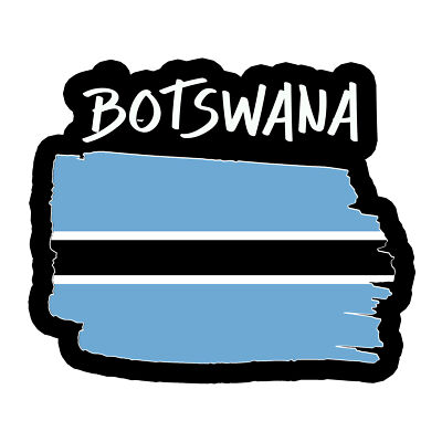 2 x Botswana Country FLAG TEXT Sticker Stickers window car ute 4x4 ...