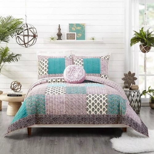 Twin Size Numbra Quilt - Jessica Simpson - 100% Cotton Purple / Teal ...