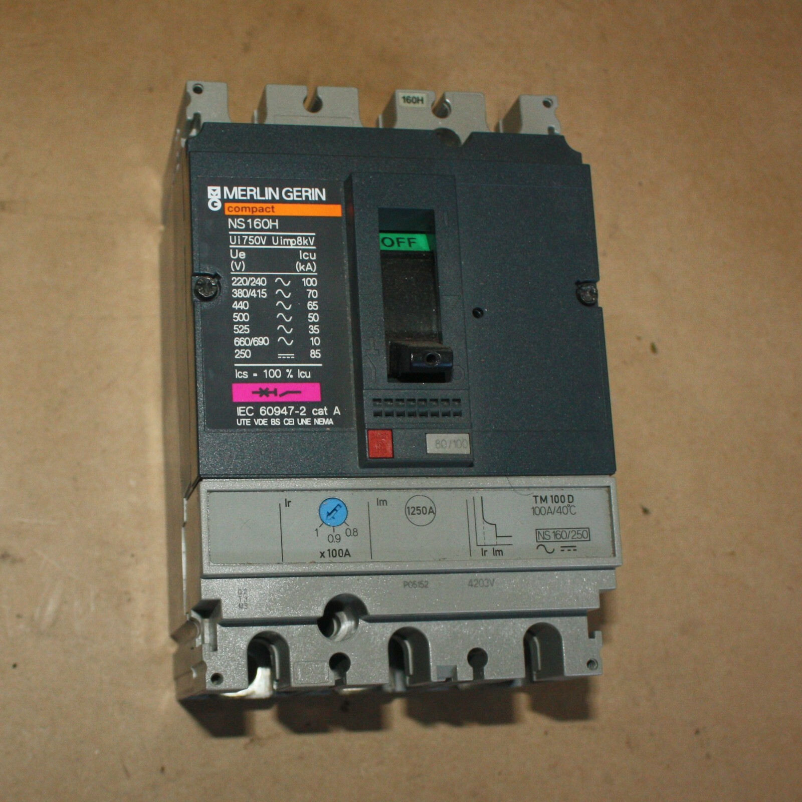MERLIN GERIN SCHNEIDER Compact NS160H 160A 3P CIRCUIT BREAKER NS100-160 ...