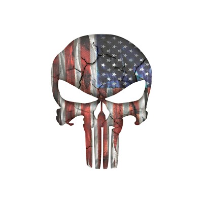 SKULL AMERICAN FLAG Full Color Vinyl Decal Sticker Indoors or Outdoors ...