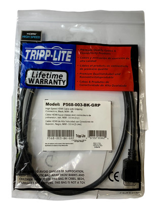 Tripp Lite High-Speed HDMI Cable w/ Gripping Connectors 4K M/M Black ...