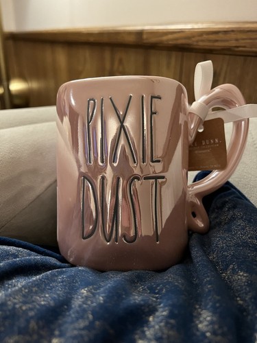 Rae Dunn DISNEY PIXIE DUST Iridescent Pink Tinker Bell Mug Wing Handle ...