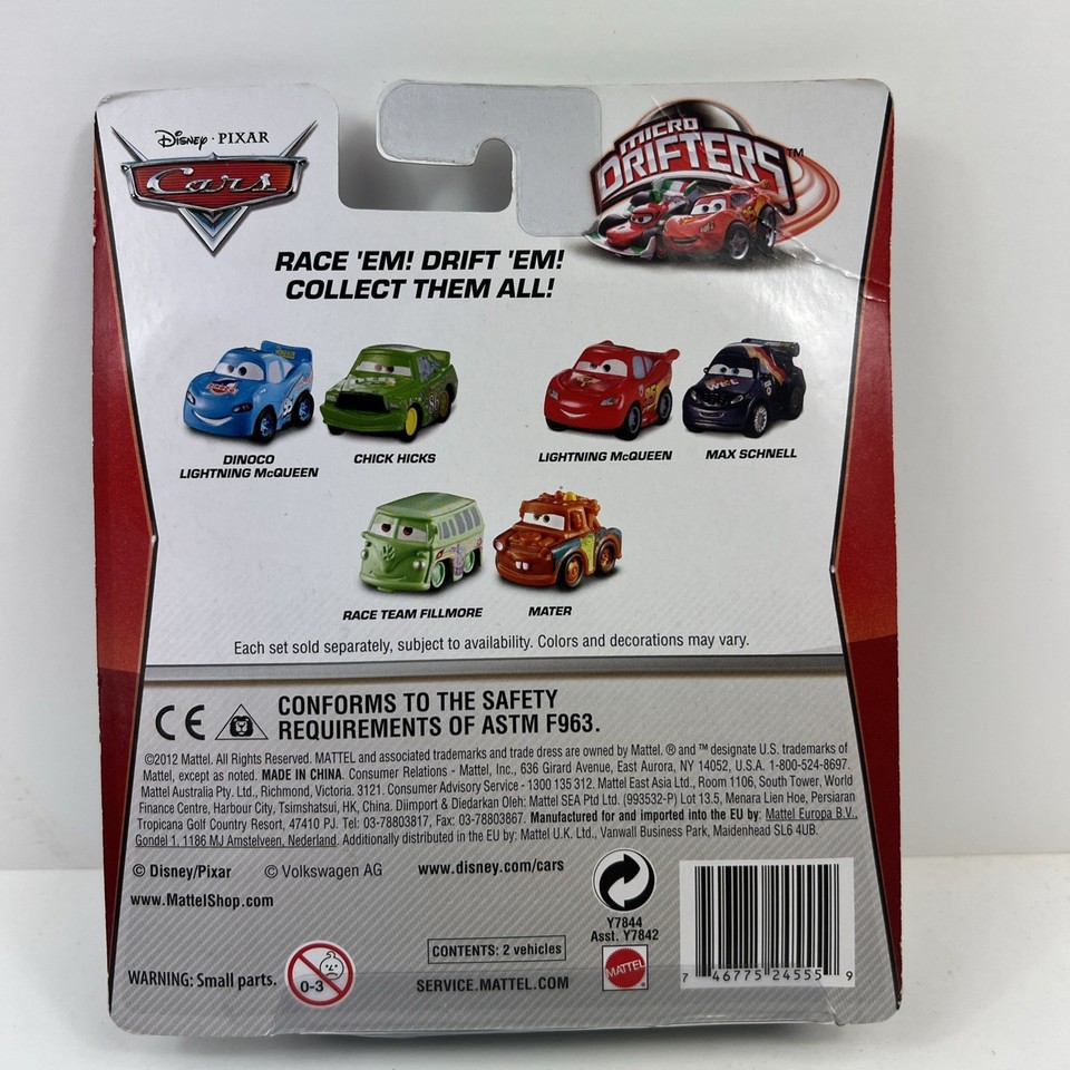 Disney Cars Micro Drifters 2-Pack Lightning Mcqueen and Max Schnell ...