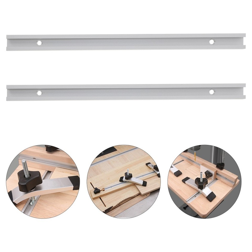 2 Pcs Woodworking Chute Fixture Extruded Track Guide Rail Aluminum ...
