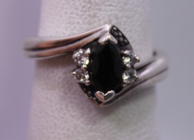 SIZE 6 ~ Vintage AVON RJ Sterling Silver Black Onyx/White Gemstone ...