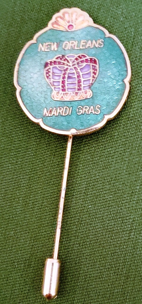 Unique Vintage 2" Brass Enameled New Orleans Mardi Gras Hat Lapel Stick ...