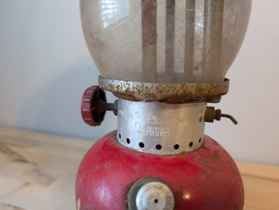 Vintage Red Coleman Lantern Model 200A With Pyrex Globe- Untested- Made ...