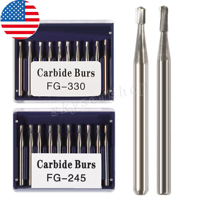 Dental Carbide Burs Tungsten Steel Bur FG # 330 FG #245 fit High Speed ...
