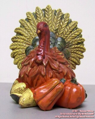 NEW THANKSGIVING TURKEY FIGURE FALL TABLE MANTEL DECORATION W PUMPKINS ...