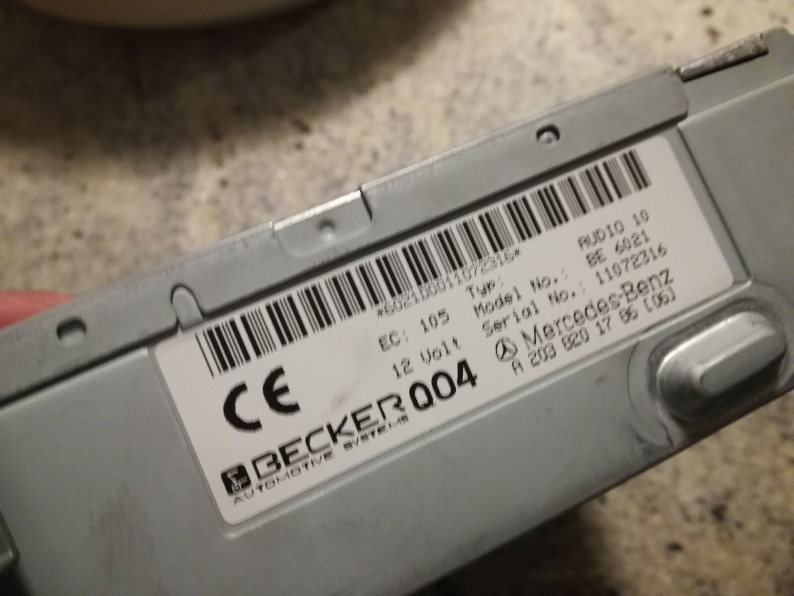 BECKER, Audio 10, BE 6021, A 2038201786 Radio Autoradio CD, W 203 ...