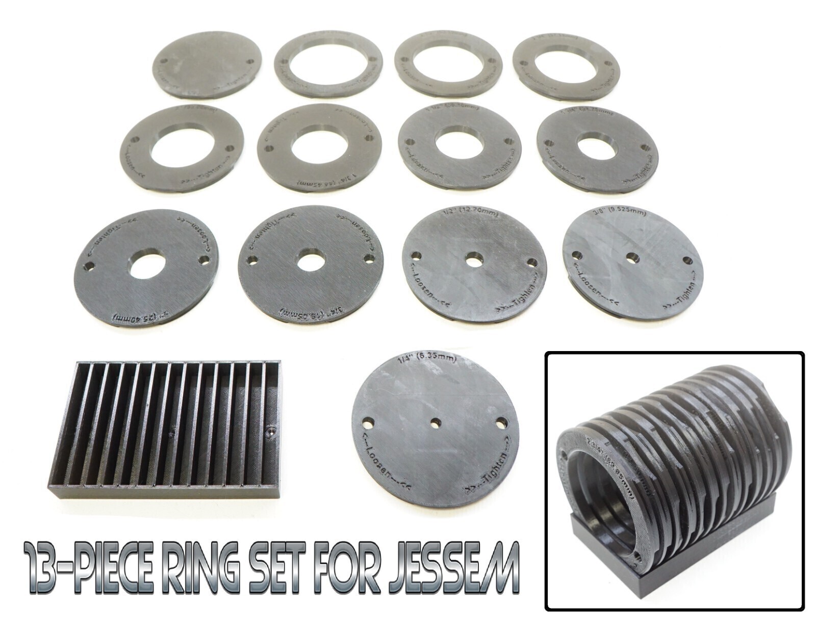 13pc Insert Ring Set with Caddy for JessEm Rout-R-Lift II (02310 ...