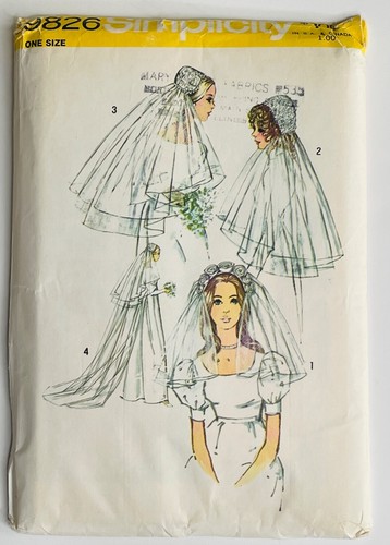VTG 70'S SIMPLICITY 9826 PATTERN BRIDAL HEADPIECE &VEIL IN 3 LENGTHS ...