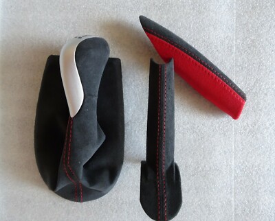 PORSCHE 996 GT3 CUSTOM BLK RED ALCANTARA 6 SPEED SHIFT KNOB E-BRAKE ...