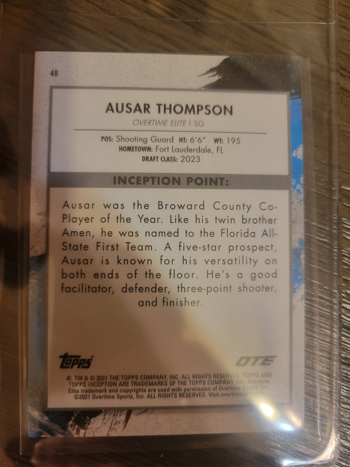 2021-22 Topps Inception OTE Ausar Thompson RC Rookie Blue 111/199 | eBay