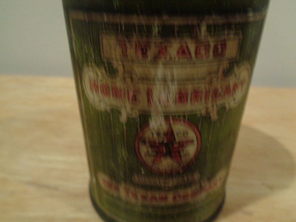 TEXACO OIL COMPANY GREEN ROUND CAN HANDY OILER 1920'S LOGO SPOUT TOP ...