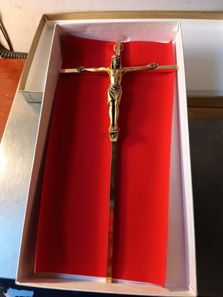 Vintage Bronze & Brass 10 inch Catholic Wall Crucifix Cross Jesus INRI ...