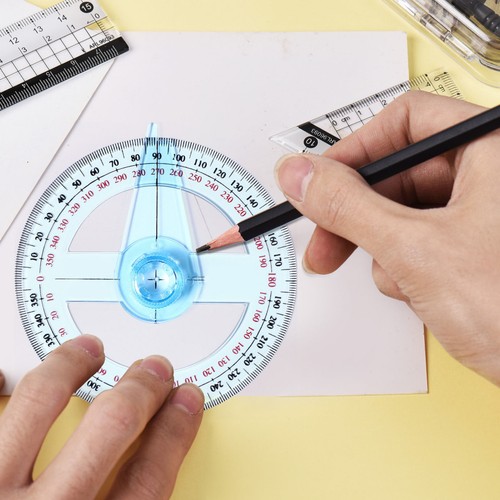 2 Pcs Geometric Circle Protractor Plastic Ruler Measuring Tool for ...