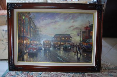 Thomas Kinkade S/N framed CITY BY THE BAY Canvas 24 x 36 New Signed ...