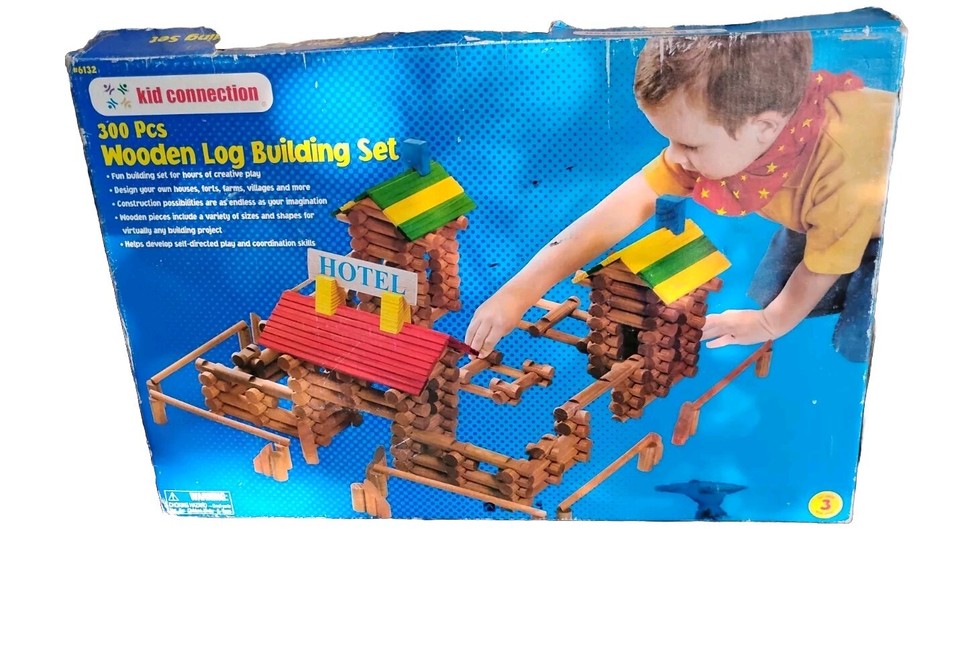300 Wooden Log Building Set Frontier Log Wooden Boy Girl | eBay