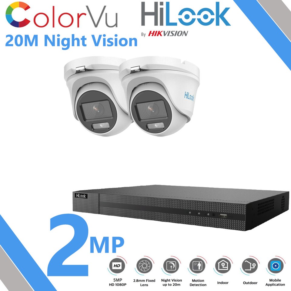 HIKVISION COLORVU CCTV SYSTEM HILOOK 1080P FULL HD NIGHT & DAY COLOR ...