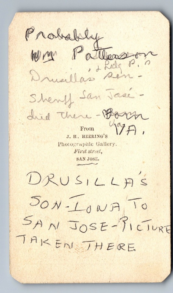 1860'S CALIFORNIA CIVIL WAR ERA SAN JOSE SHERIFF J.H. HEERING CDV PHOTO ...