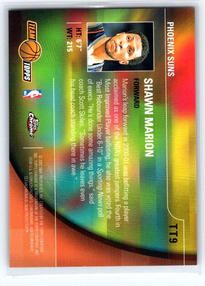 2001 Topps Chrome #TT9 Shawn Marion Team Topps | eBay