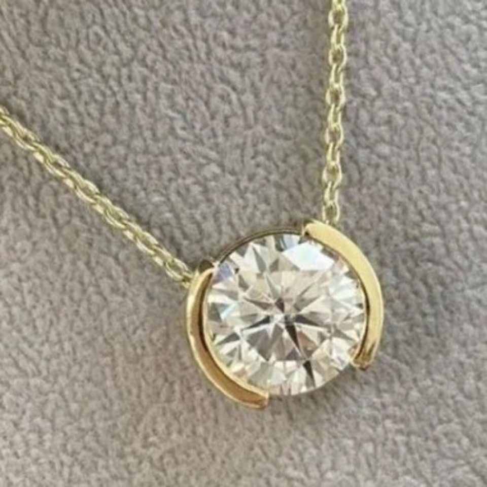 Real 2Ct Round Cut Moissanite 14K Yellow Gold Plated Women's Beauty ...