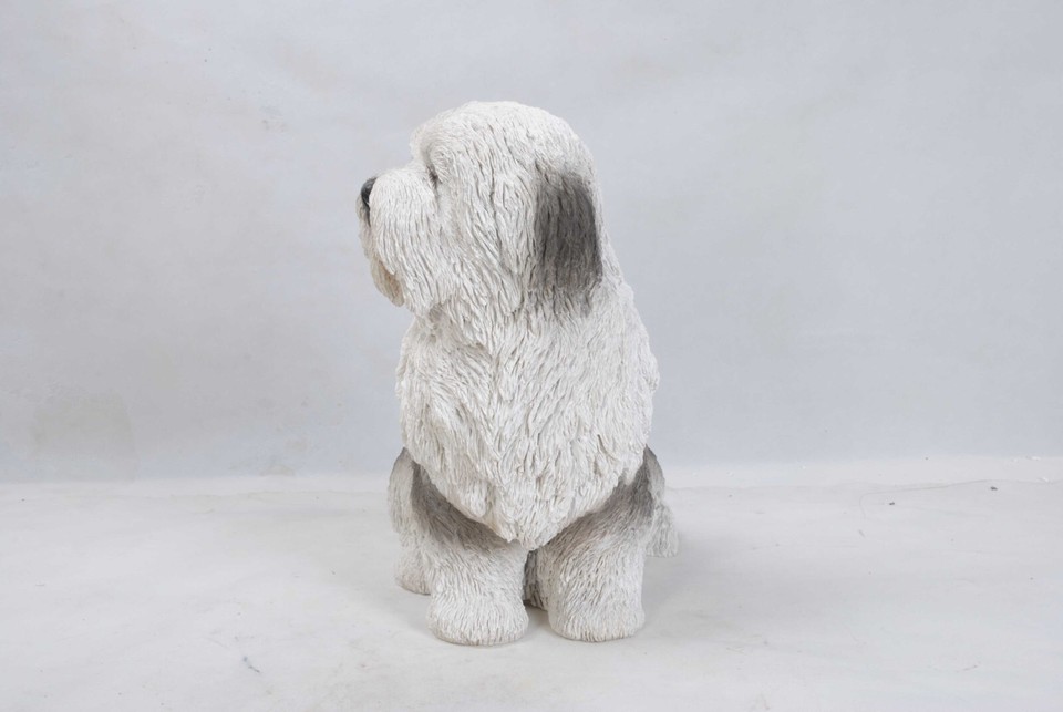 Lifelike Old English Sheepdog Dog Resin Garden Statue Garden Decor Yard ...
