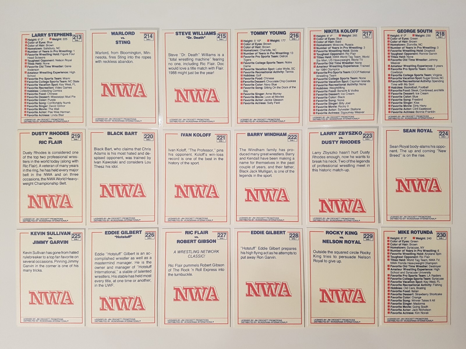 NWA Wonderama 1988 Wrestling Supercards Cards ~ #125 to 249 ~ You Pick ...